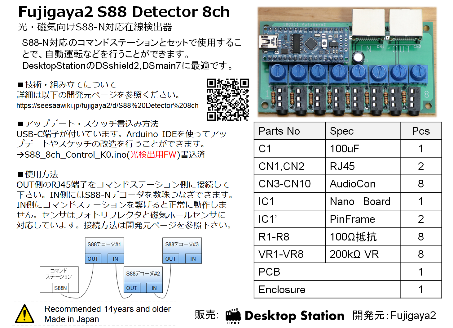 DesktopStation Online Store / 75000 S88 Detector 8chパーツキット
